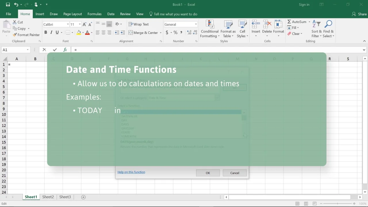 Date and Time Functions - Excel & Data Analysis