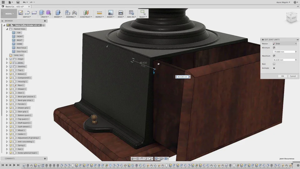 Fusion 360 Help | Mechanical assemblies fundamentals | Quick tip - Motion and limits | Autodesk