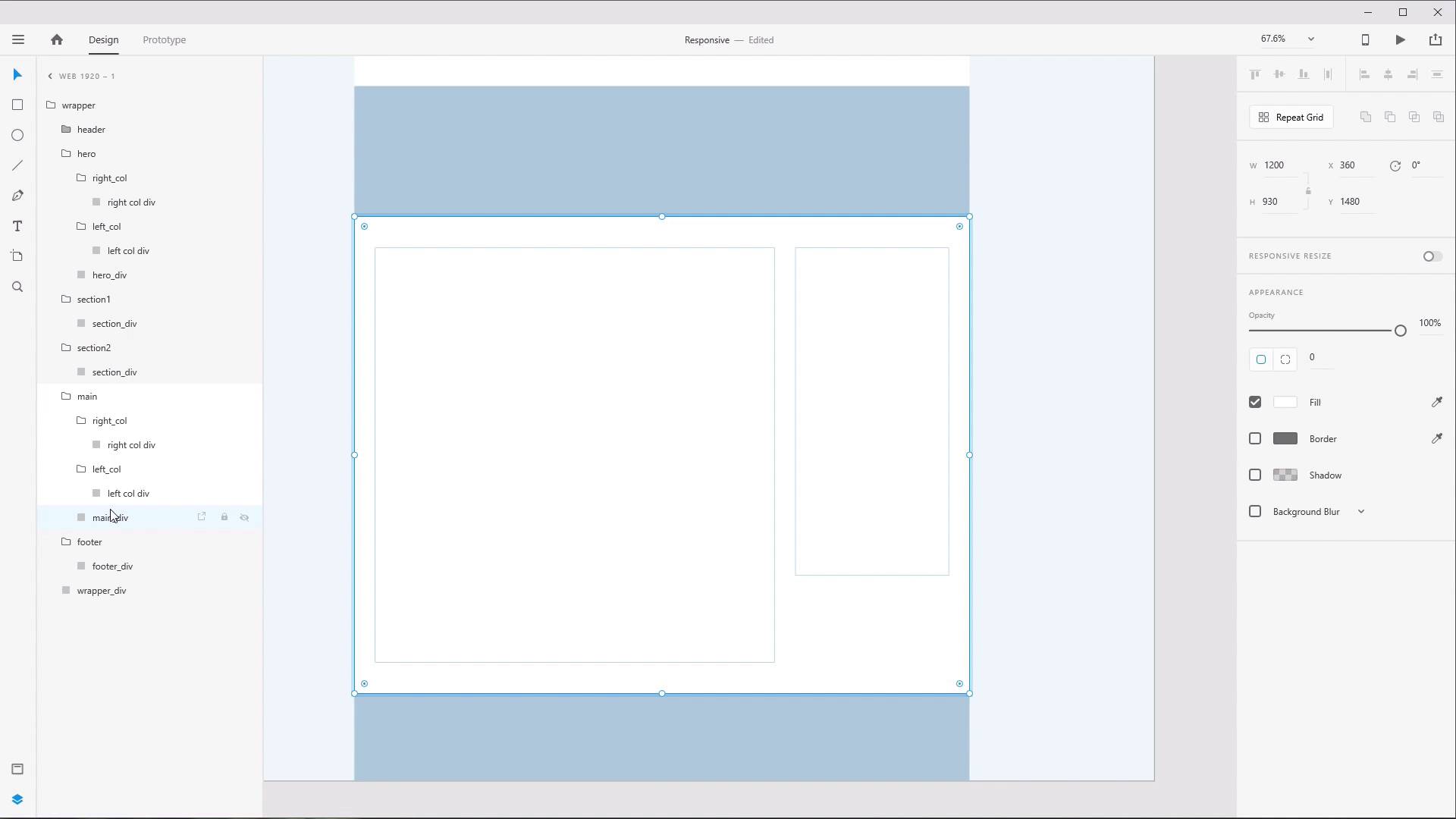 Responsive Design in Adobe XD - Emulating Flexible Width Columns