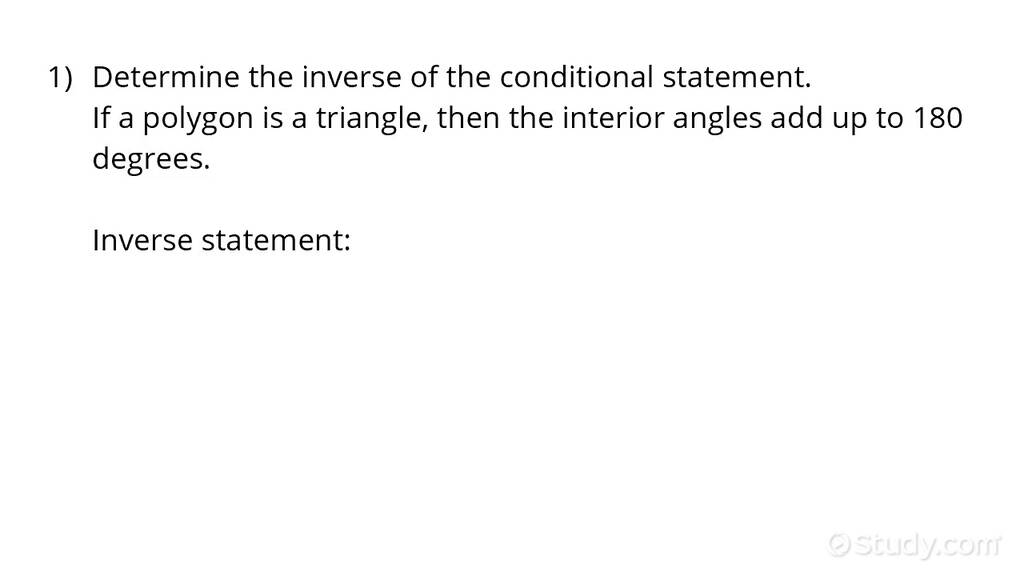 Determining Inverses of Conditional Statements | Algebra | Study.com