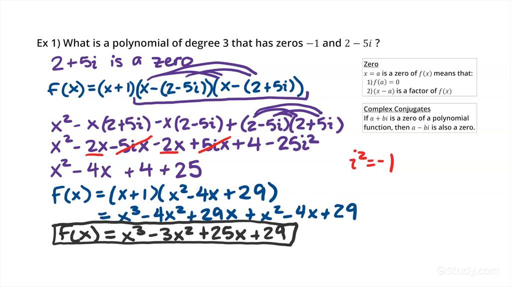 How To Find A Polynomial Of A Given Degree With Given Complex Zeros