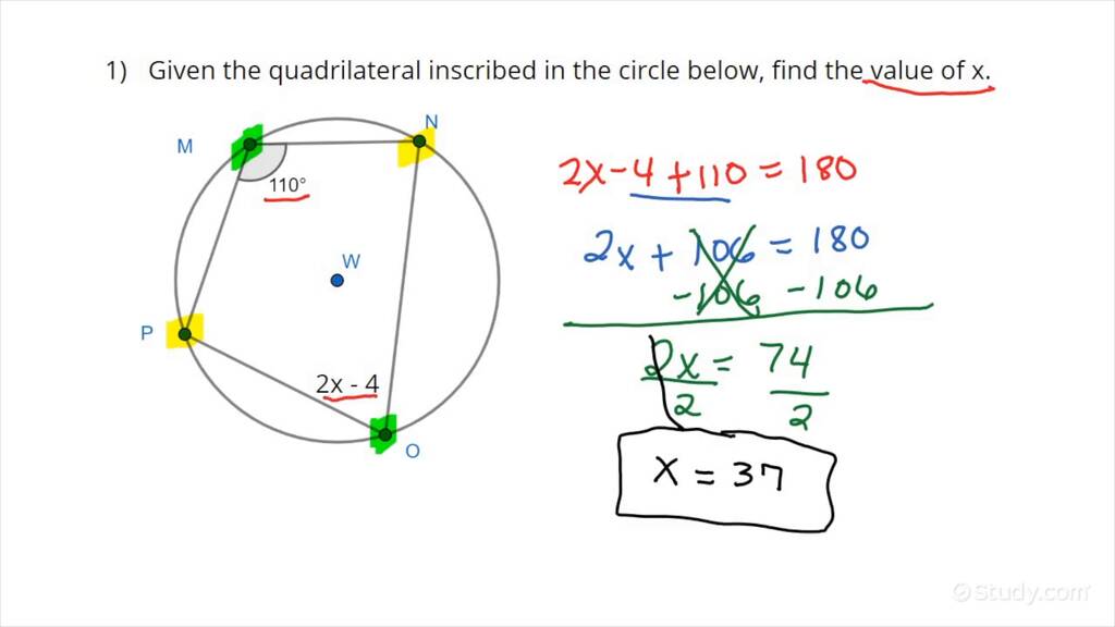 Establishing Facts About the Angles of a Quadrilateral Inscribed in a ...