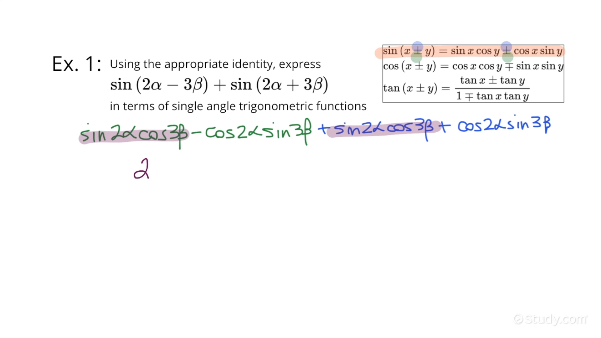 Using Sum & Difference Identities to Rewrite Expressions with ...