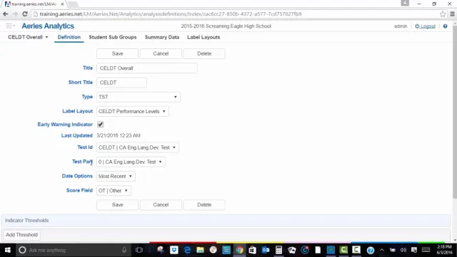 Aeries Analytics Video - Overview of an Item Definition : Aeries Software