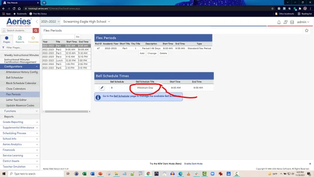 Flex Scheduling - Adding Alternate Bell Schedules Video : Aeries Software