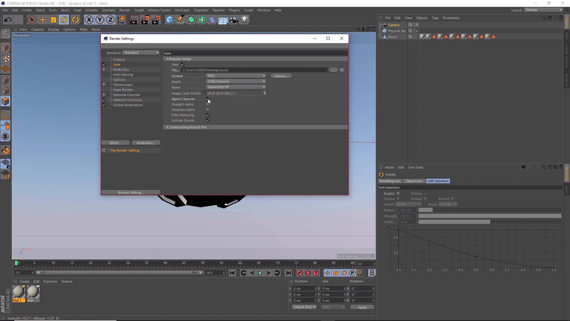 Create a Low Poly Moon With Cinema 4D - How to Render the Moon