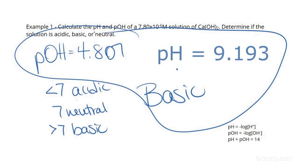 How to Calculate pH, pOH & using the pH Scale | Chemistry | Study.com