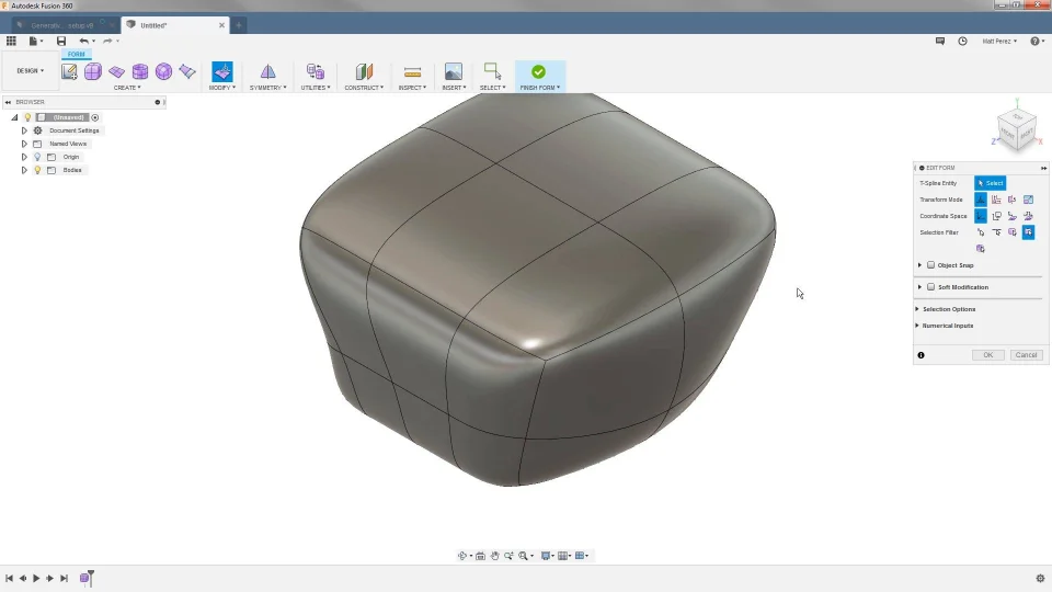 Fusion 360 Help | Course: Introduction to generative design | Bonus video 2: Basic of T-splines ...