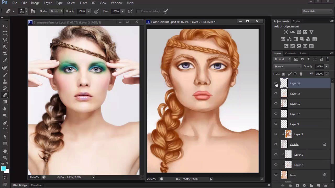 Digital Portrait Painting in Adobe Photoshop - Final Touches, Color ...