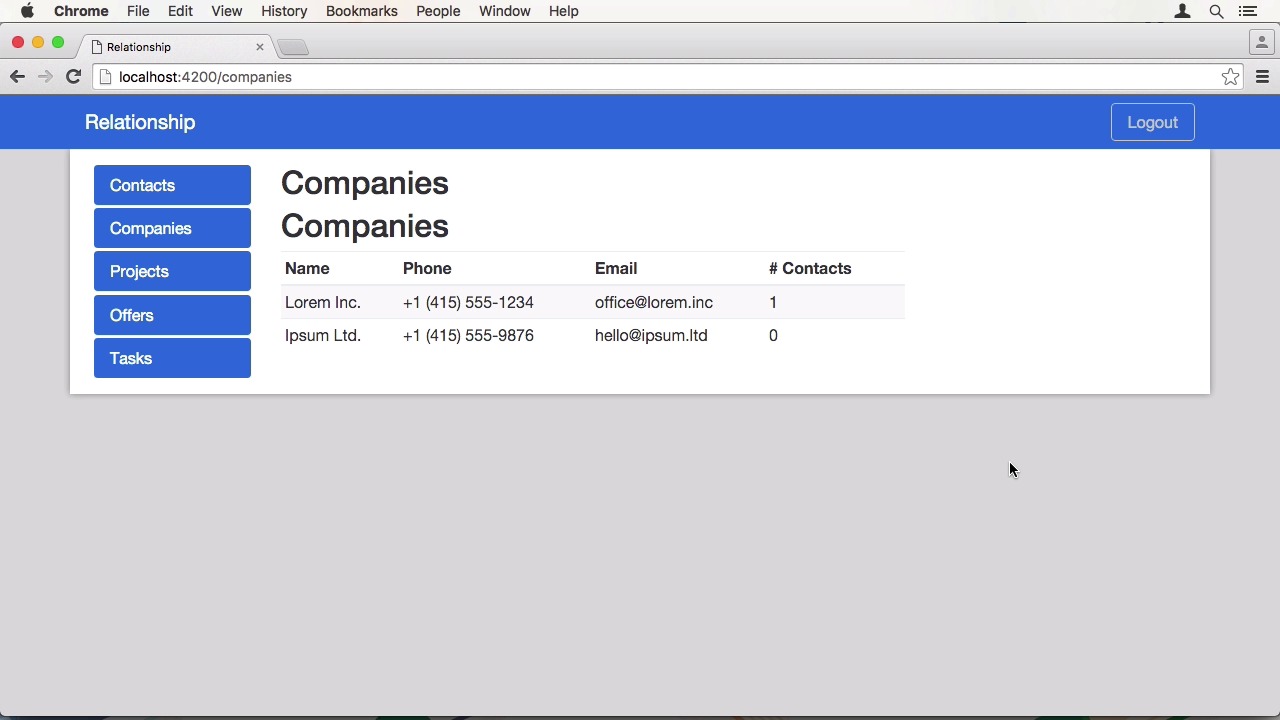 Create A Full Stack Rails And Ember App Manage Companies And Contacts