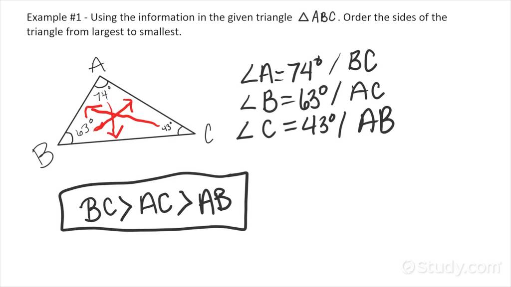 Determining Order from Largest to Smallest of Angles and/or Sides of a ...