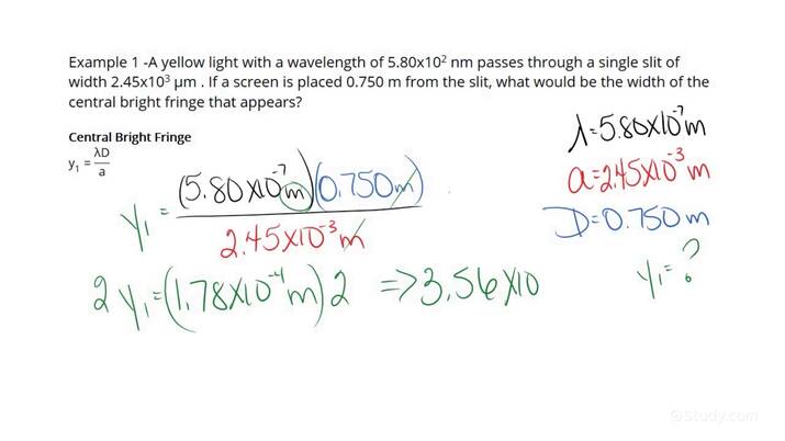 Finding Width of Central Fringe in Single Slit | Physics | Study.com