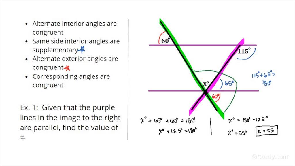 How to Find the Measure of an Angle Given a Triangle and Parallel Lines ...
