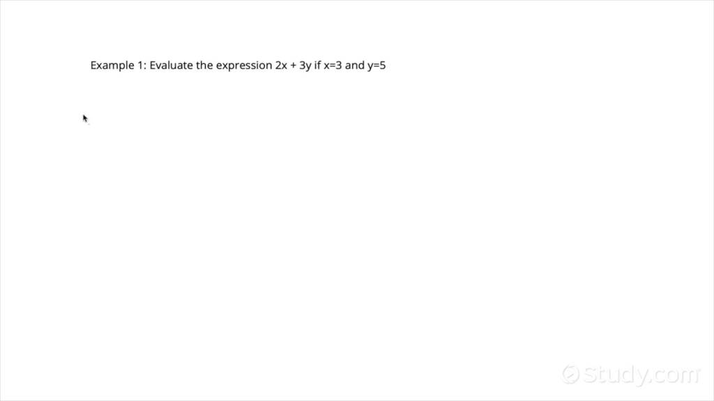 Evaluating an Algebraic Expression with Whole Numbers & 2 Operations ...