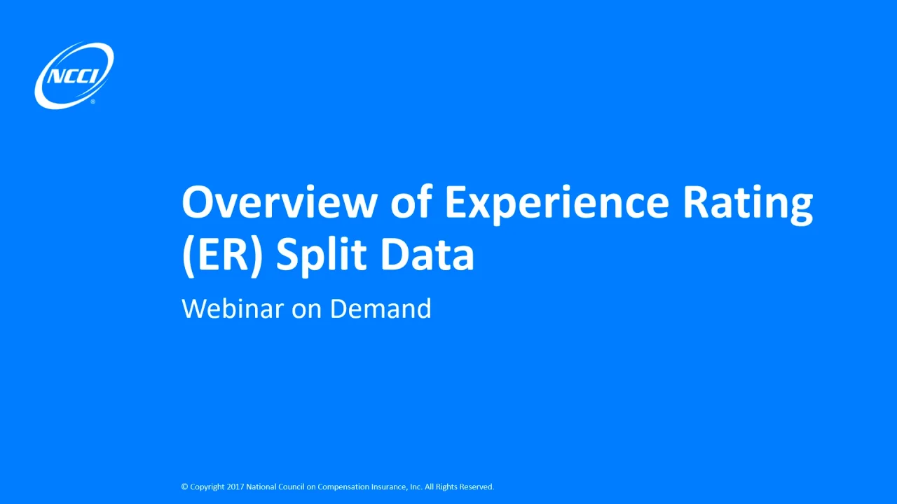 Overview of Experience Rating (ER) Split Data