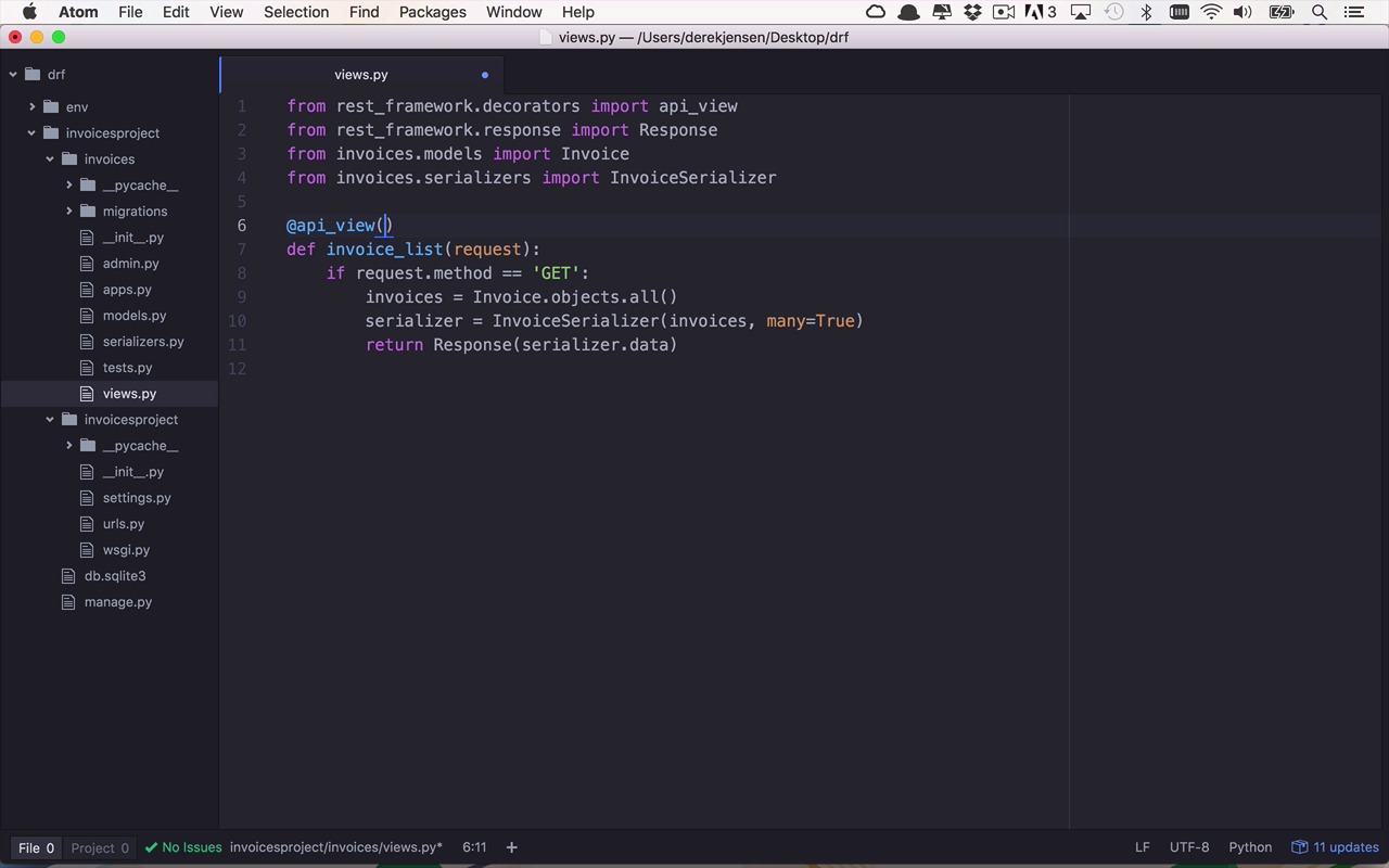 Create a REST API With Django - Getting All of the Invoices