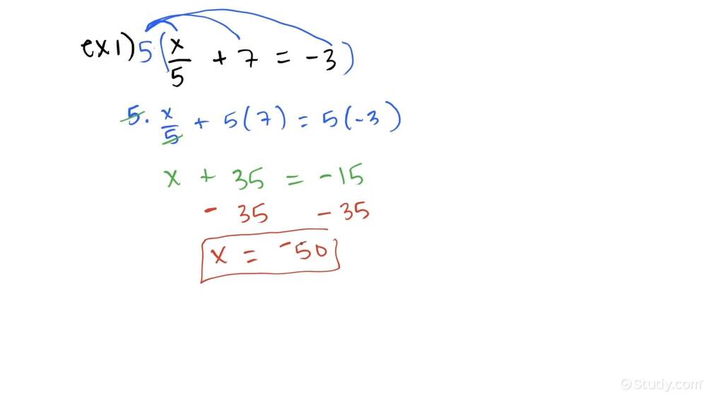 How to Clear Fractions in an Equation | Algebra | Study.com
