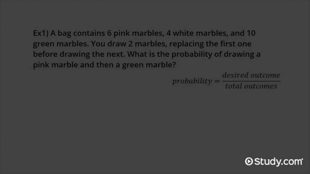 Calculating Probabilities of Draws with Replacement | Algebra | Study.com