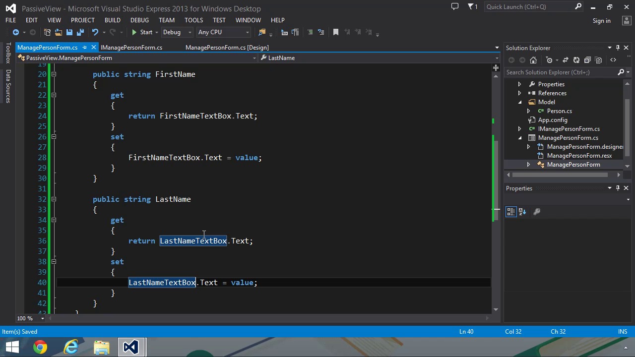 Windows App From Scratch - The Model View Presenter Patterns