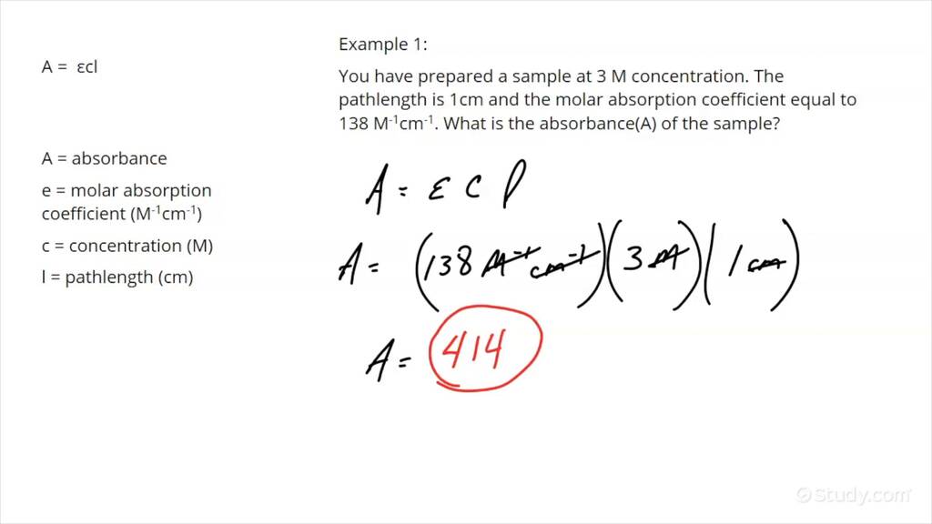 How To Find The Absorbance Of A Solution Using The Beer Lambert Law
