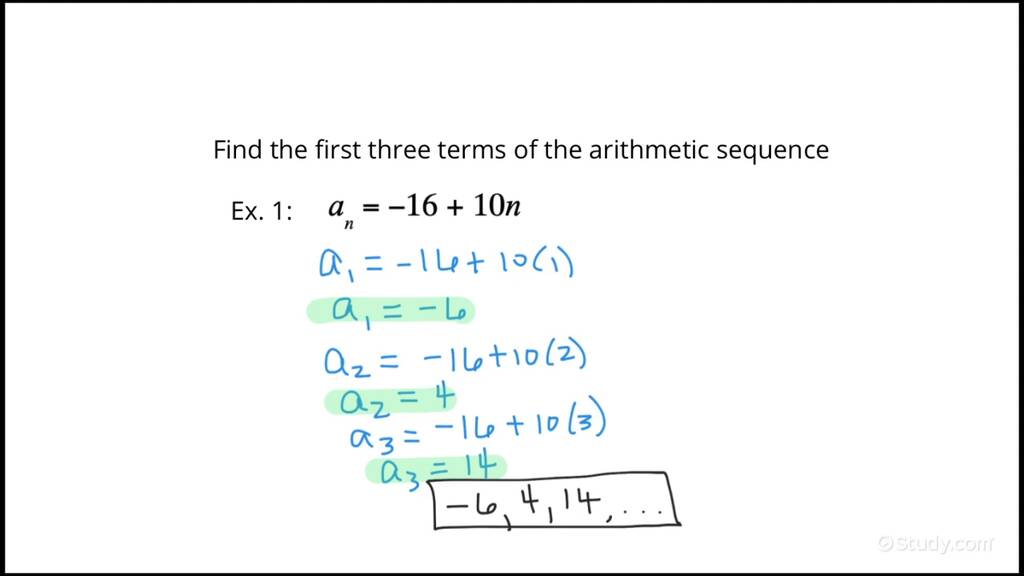 How to Find the First Terms of an Arithmetic Sequence Using an Explicit ...