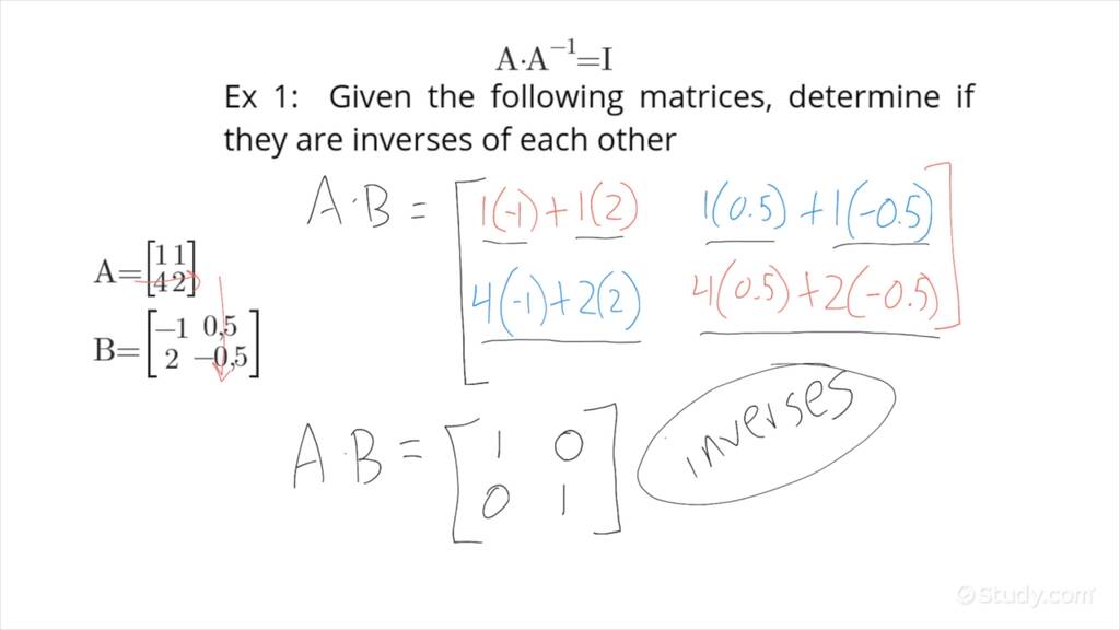 Identifying Inverse Matrices | Precalculus | Study.com