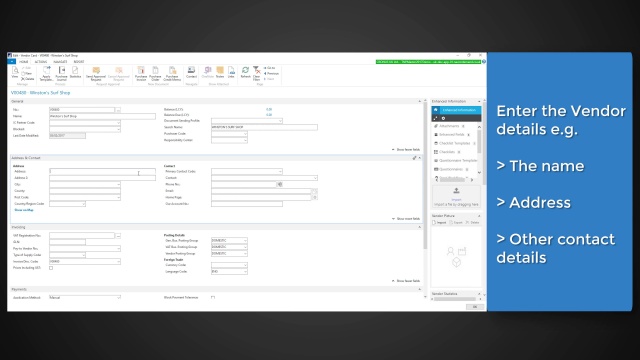 Dynamics NAV - How to Create a New Vendor