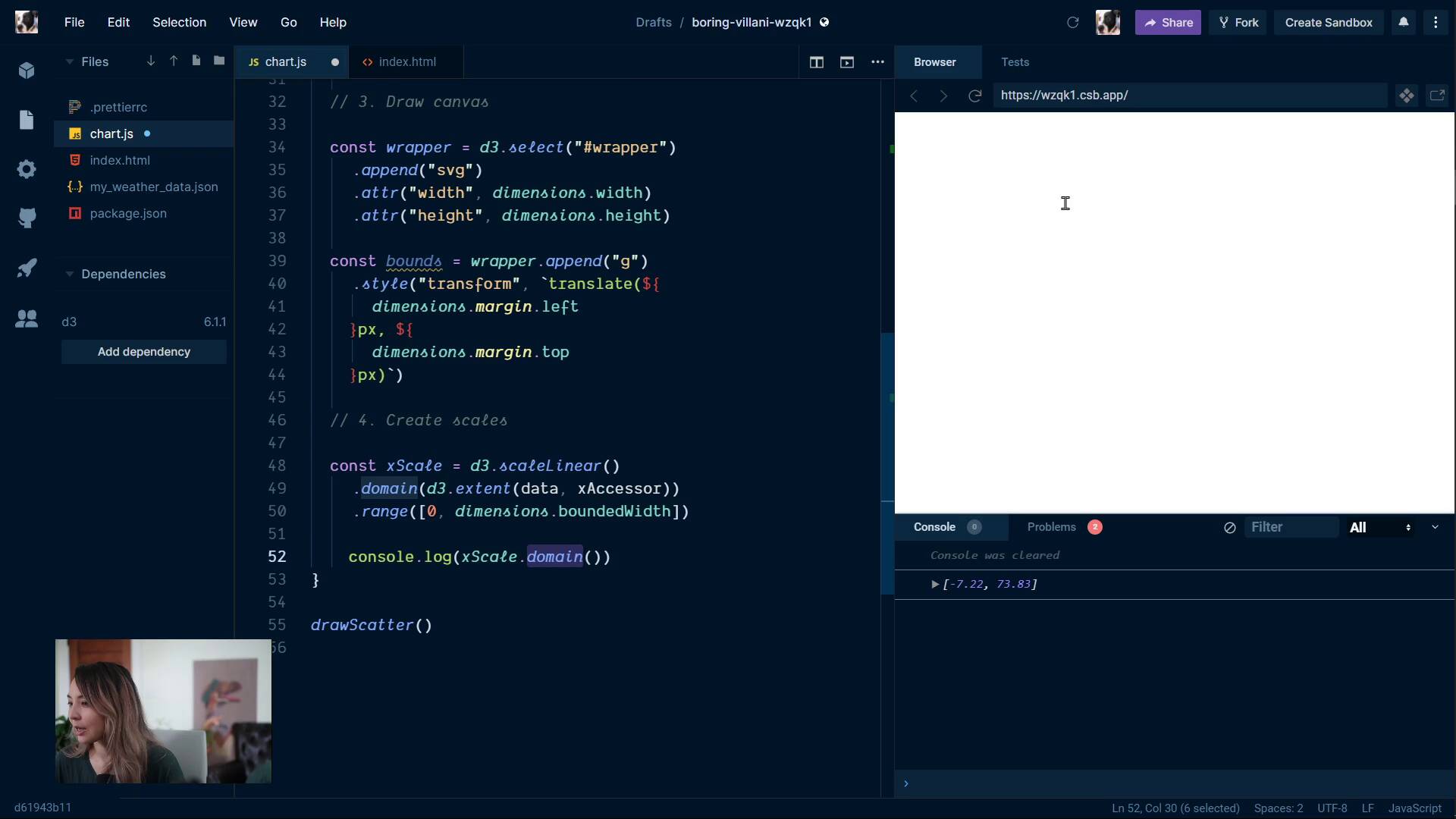 Step 4: Create scales - Fullstack D3 Masterclass | newline