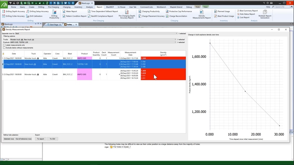 Maptek - BlastLogic 2021.1 – Improved density measurement and tie-up design