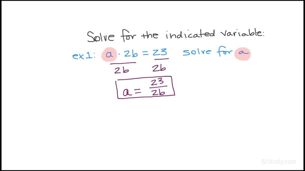 Solving for a Variable in Terms of Other Variables Using Multiplication ...