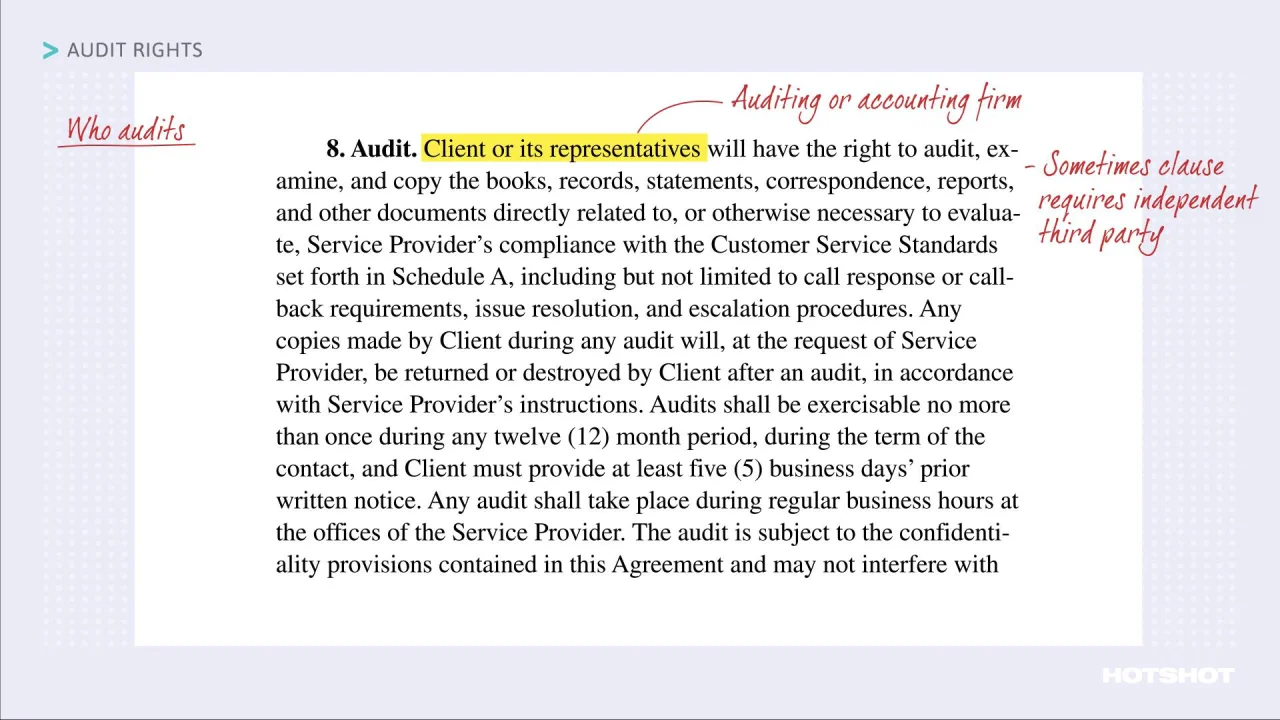 Audit Rights - Commercial Provisions