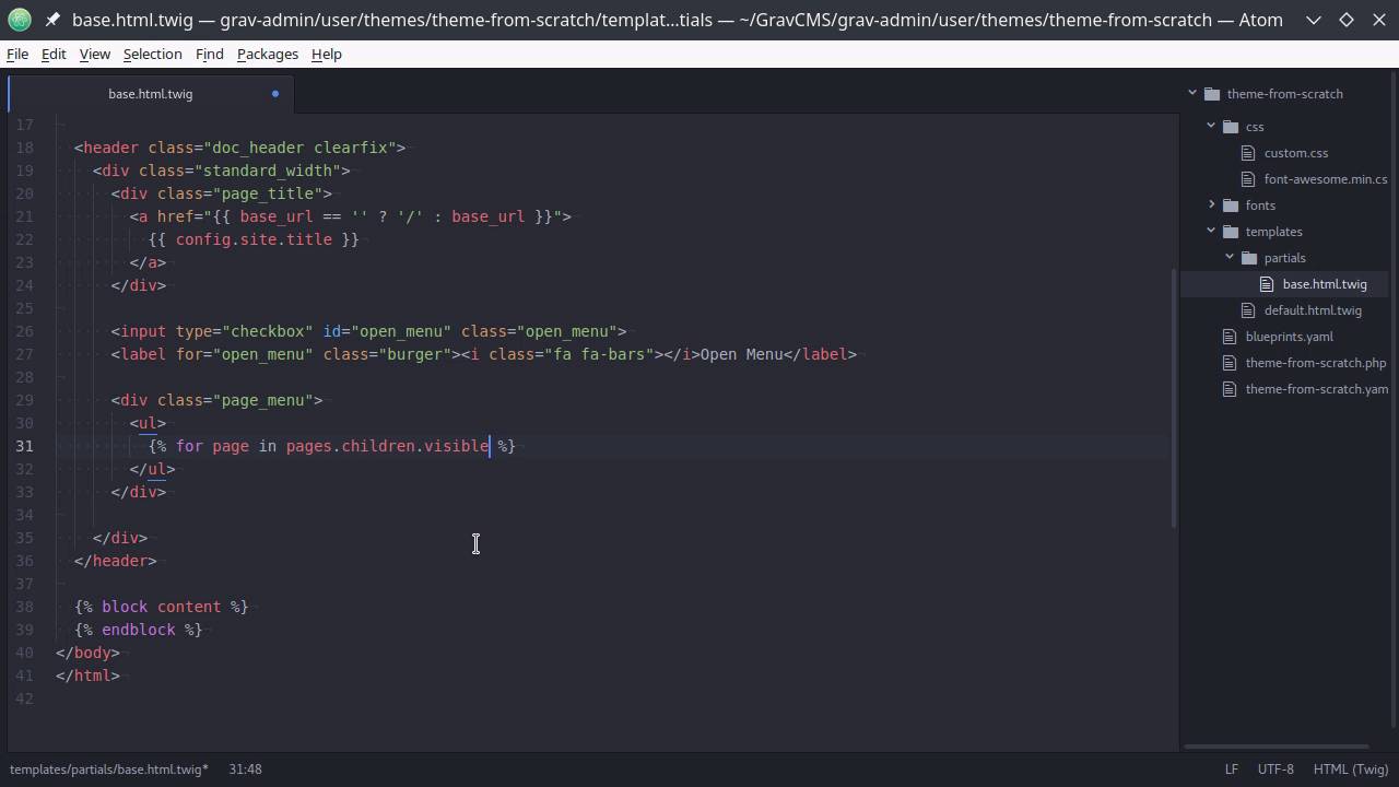 Up and Running With Grav CMS - Flesh Out the Base Template