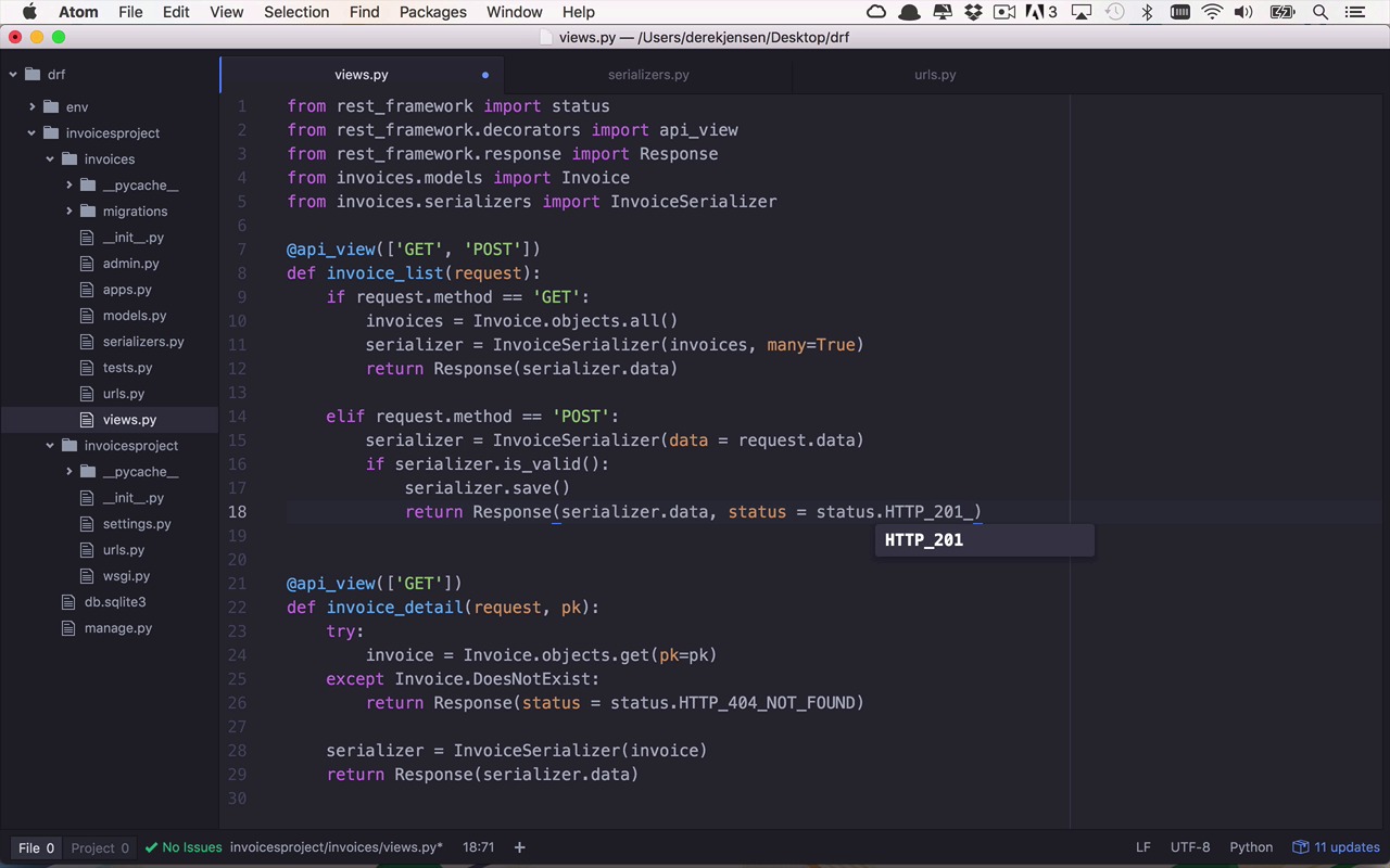 Create a REST API With Django - Creating a New Invoice