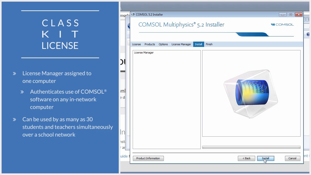 Install the COMSOL Multiphysics® License Manager with a Class Kit License