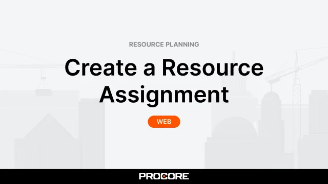 Resource Planning - Videos - Procore
