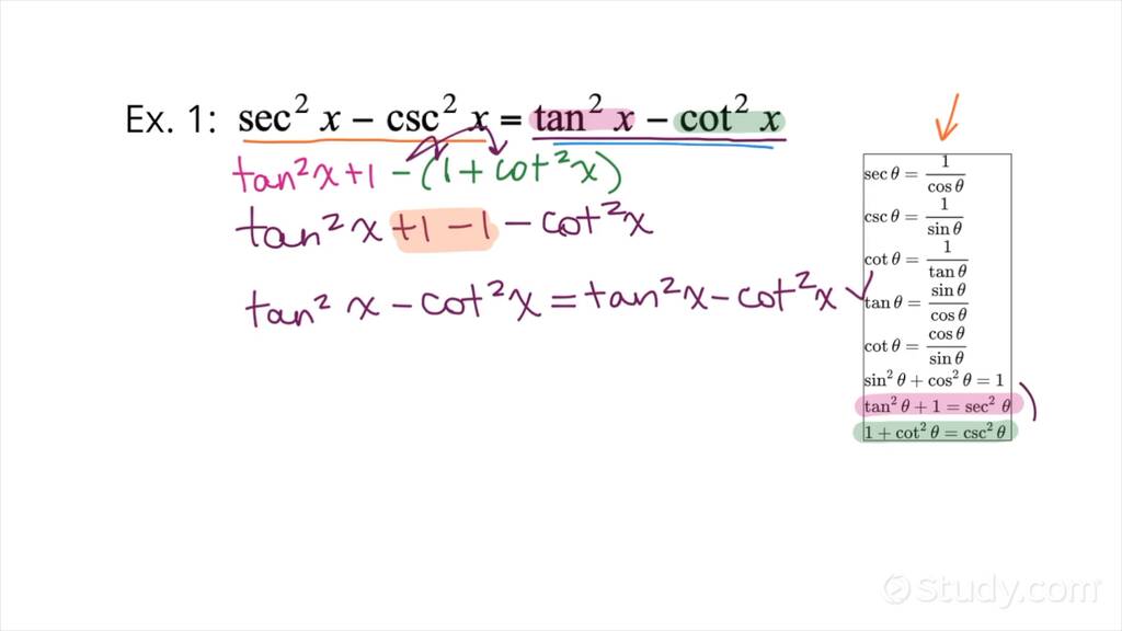 Verify Trigonometric Identities | Trigonometry | Study.com