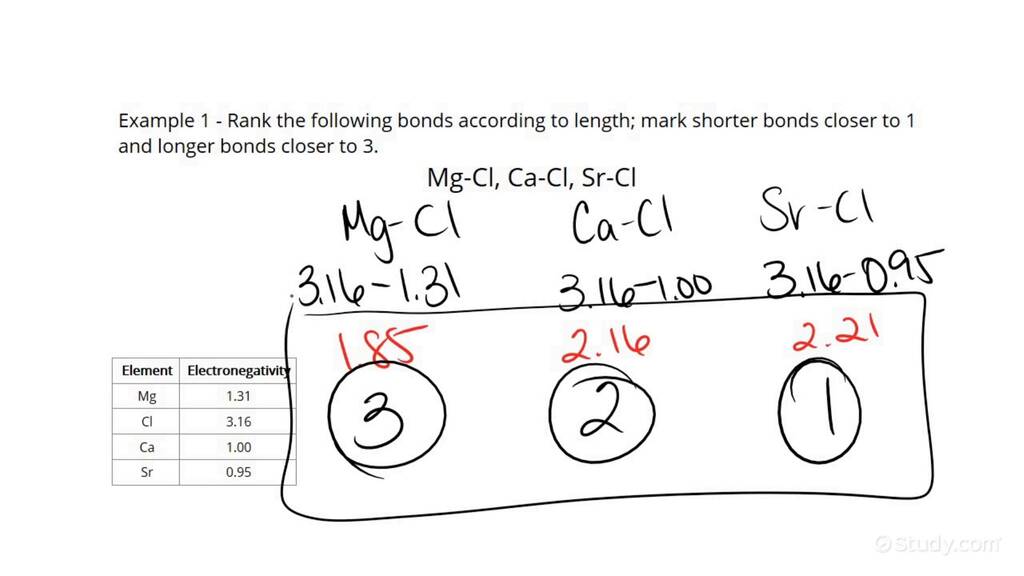 Predicting the Relative Length of Chemical Bonds | Chemistry | Study.com