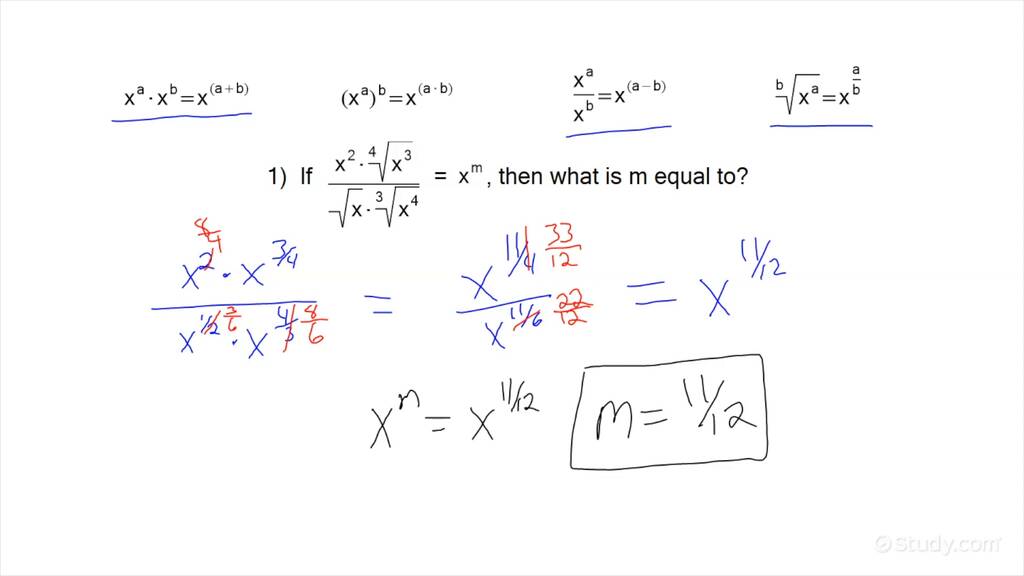 How to Rewrite Expressions With Rational Exponents | Algebra | Study.com