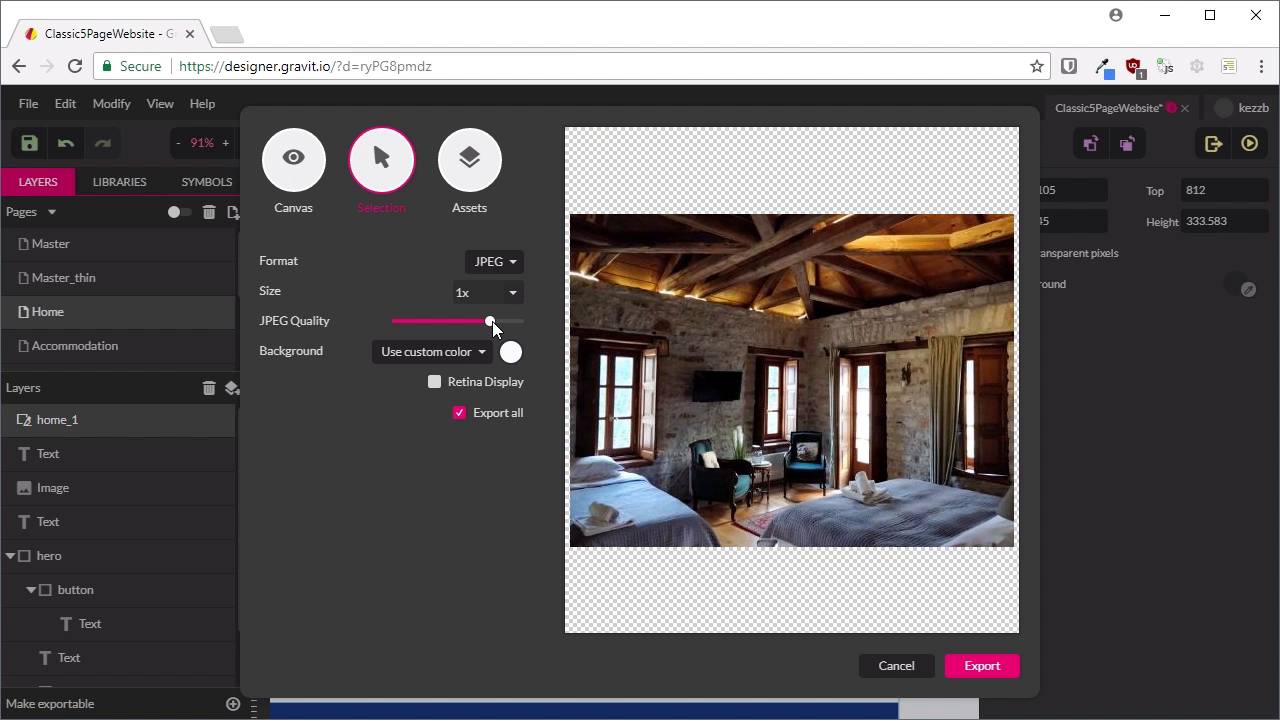 Build a Classic Five-Page Website - Export Images