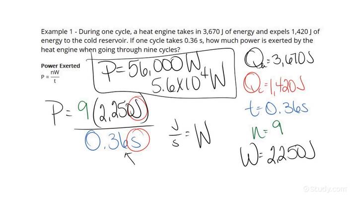 How to Calculate the Power Exerted by a Heat Engine | Physics | Study.com