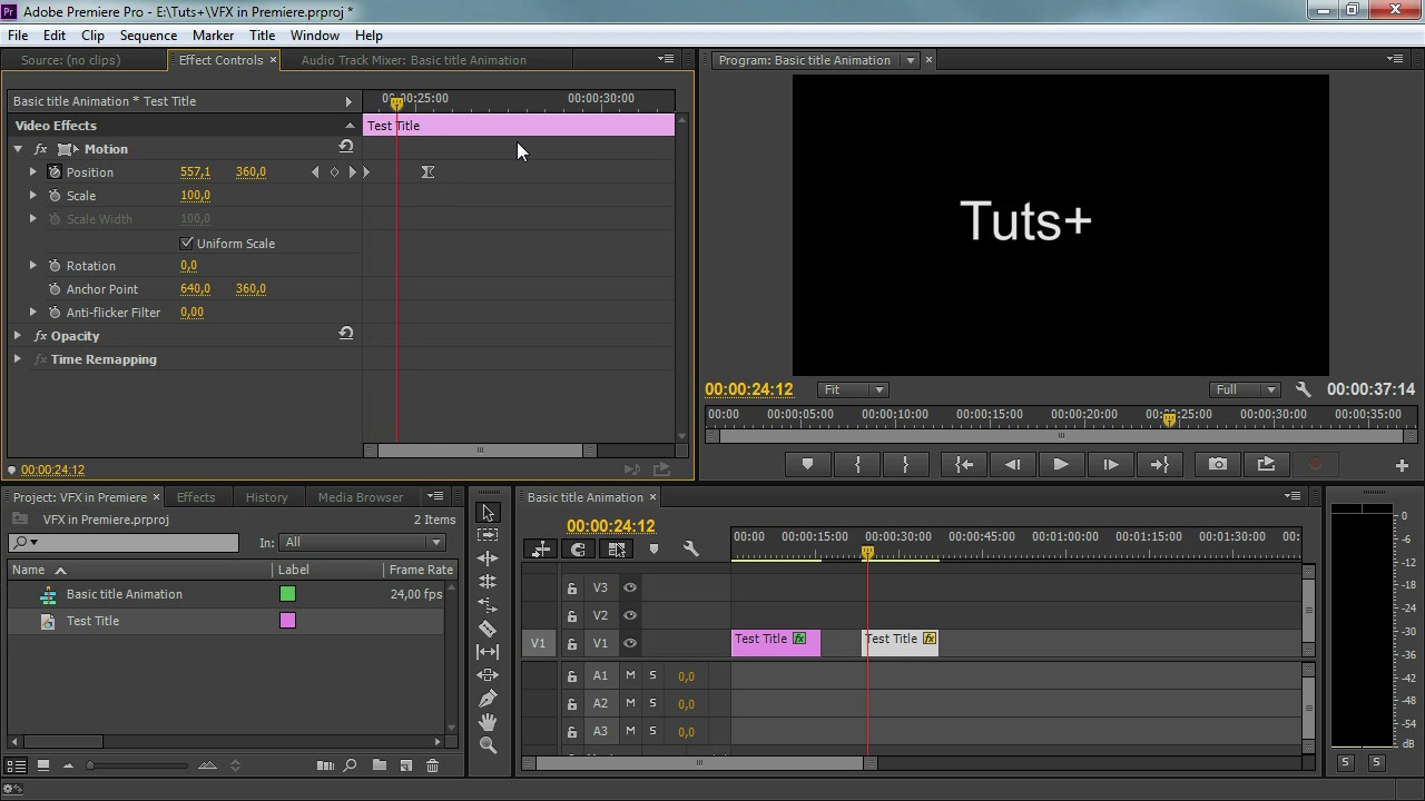 Special Effects in Premiere Pro - Basic Title Animation