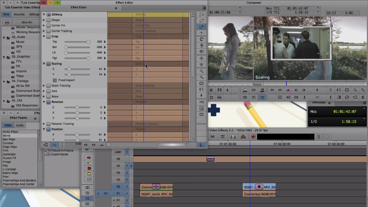 Essential Video Effects in Avid Media Composer - 3D Warp and Keyframing