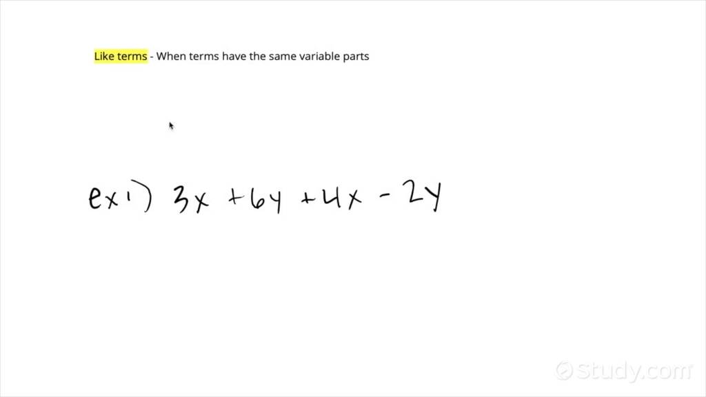 How to Combine Like Terms with Integer Coefficients | Algebra | Study.com