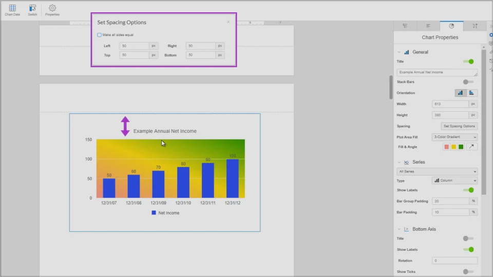 On Center Spacing Chart