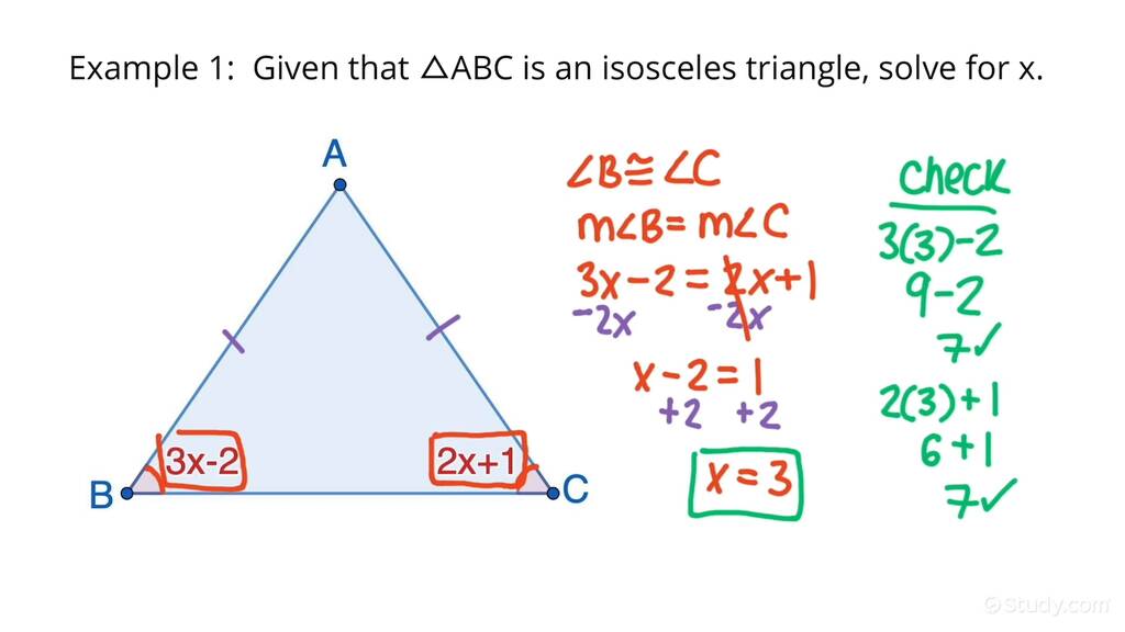 Using the Congruency of an Isosceles Triangle to Solve for Angles in ...