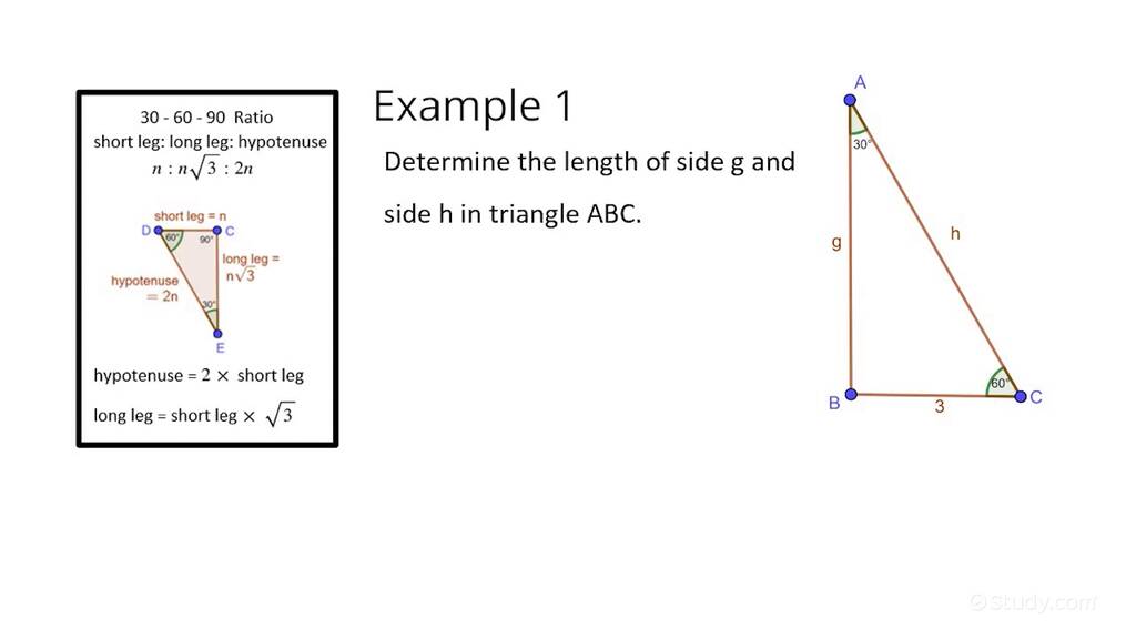 Finding Missing Side Lengths in a 30-60-90 Triangle | Geometry | Study.com