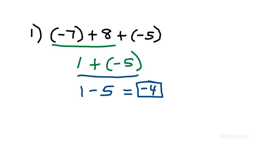 Adding Or Subtracting Three Or More Integers Algebra Study