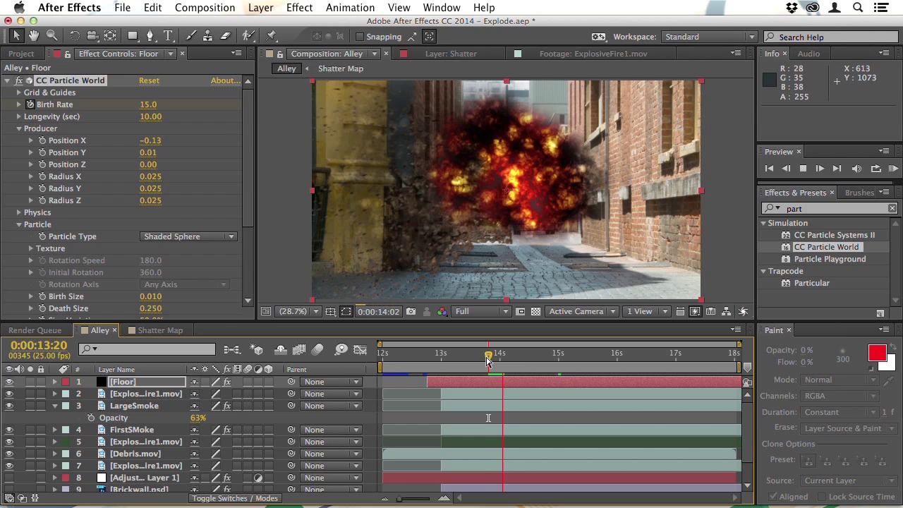 Smoke, Fire and Explosions in Adobe After Effects - Adding 3D Debris
