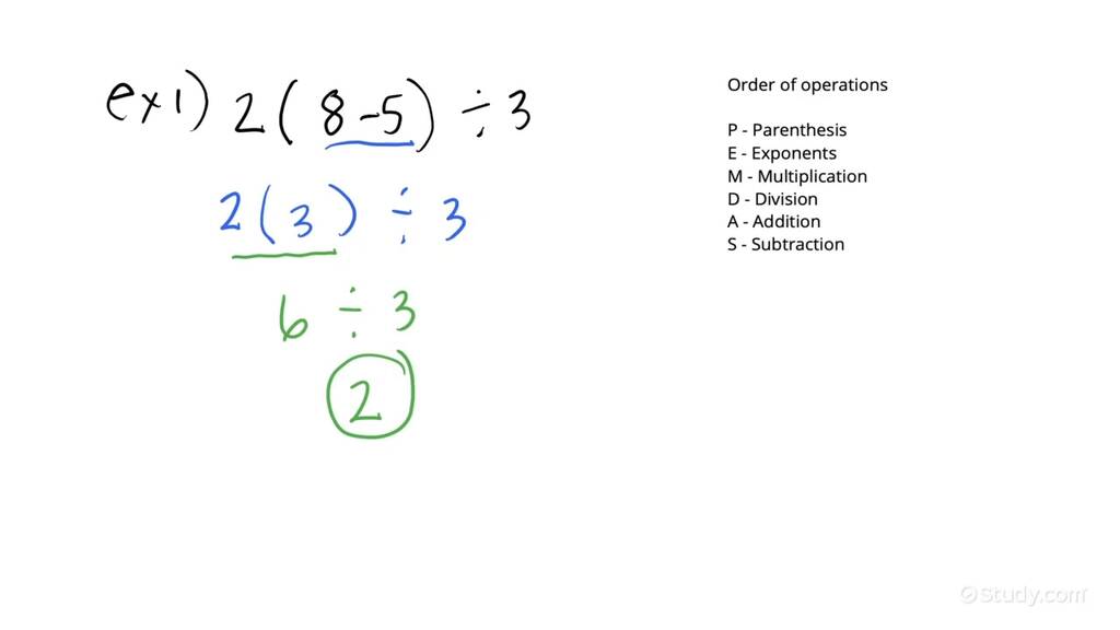 Knowing the Order of Operations with Whole Numbers | Algebra | Study.com