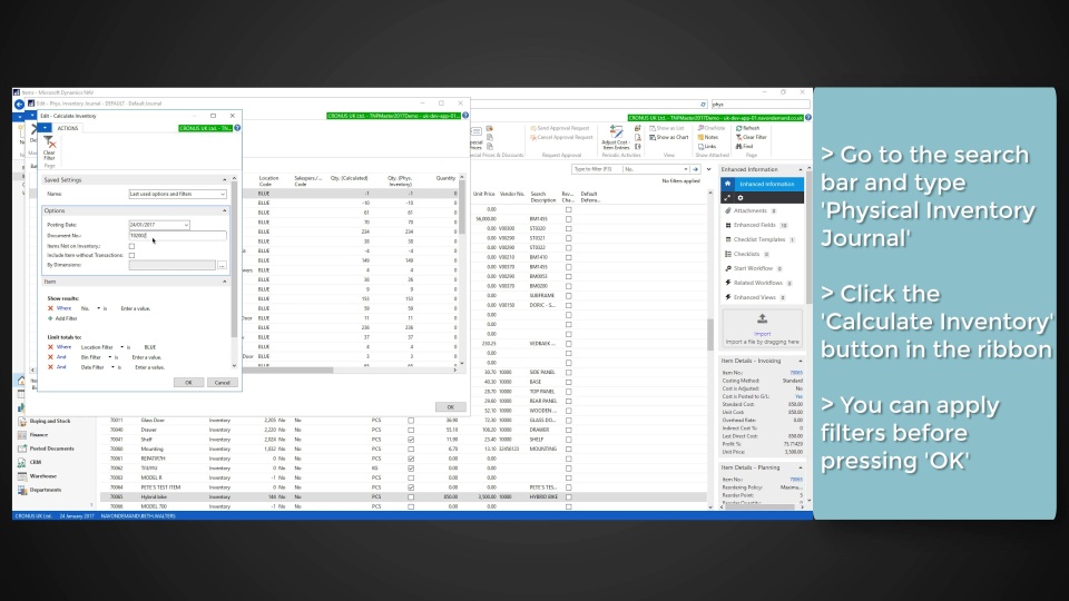 Dynamics NAV - Physical Inventory Overview